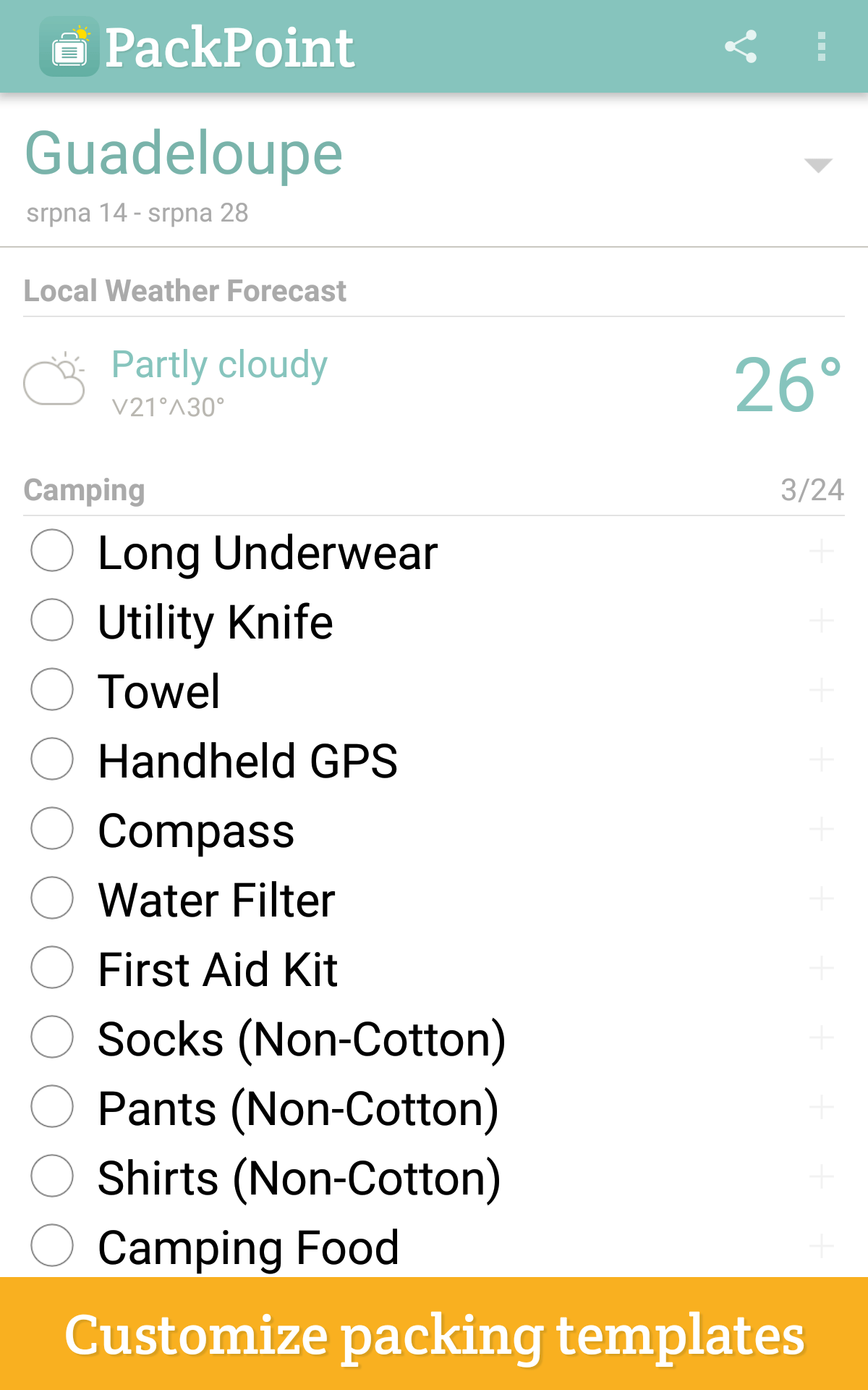 Aplikace PackPoint: co s sebou na dovolenou (vidoepohled)