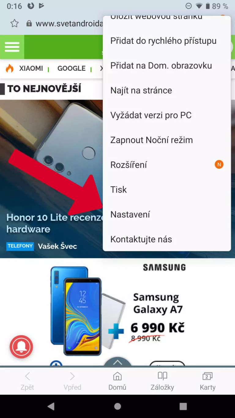 Jak změnit domovskou stránku v prohlížeči na mobilu? (Návod)
