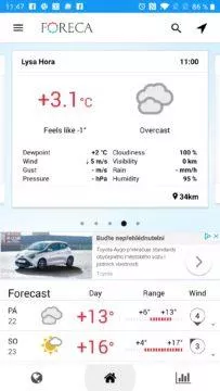 Foreca Weather: předpověď počasí přímo od zdroje